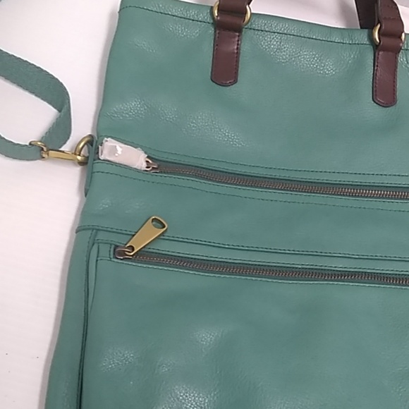 Fossil | Bags | Fossil Explorer Tote Bag Teal Green Leather | Poshmark